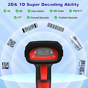 Wireless Barcode Scanner Gun with Stand Symcode Barcode Reader Wireless Versatile 2-in-1 (2.4Ghz Wireless+USB 2.0 Wired) Cordless 1D Laser Handheld USB bar Code scanners with Stand