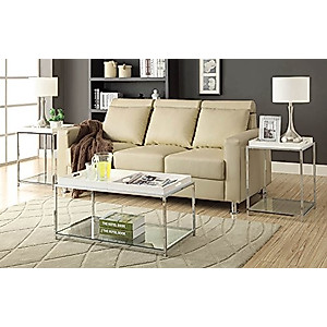 Convenience Concepts Palm Beach Coffee Table with Shelf and Removable Trays, White