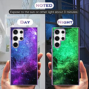 GUAGUA Compatible with Samsung Galaxy S23 Ultra Case 6.8 Inch Glow in The Dark Noctilucent Luminous Space Nebula Slim Fit Cover Protective Anti Scratch Case for Samsung S23 Ultra 5G, Blue Nebula