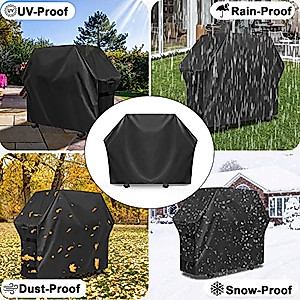 OutdoorLines Waterproof Heavy Duty BBQ Grill Cover - Universal Barbecue Grill Covers UV Resistant Barbeque Gas Grill Cover for Outdoor Universal Grills, 58L x 24W x 44H Inch, Black