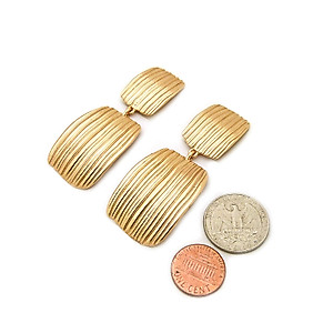 Women's Oversize Geometric, Tear Drop, Hammered Statement Metal Clip on Earring (Many Styles) (Gold/Style 9)