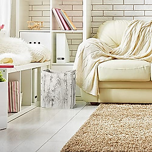 Office Trash Can, Rustic Waste Basket Set 2 Pack Wood Trash Can Farmhouse Style Wastebasket, 5.28 Gallon Garbage Bin with Handle for Living Room Bedroom Bathroom Trash Can (2, Rustic White)