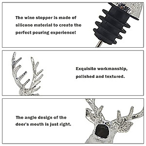 Emousport Stainless Steel Deer Stag Head Wine Pourer Unique Wine Bottle Stoppers Wine Aerators Bar Tools (Silvery)