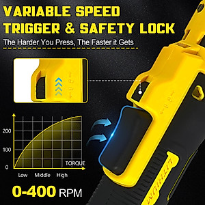 3/8" Cordless Ratchet Wrench Compatible with DEWALT 20V Battery, Electric Power Ratchet, Variable Speed Trigger, 45 Ft-lbs 400 RPM Wrench Tool, 7 Sockets, 1/4" Adapter & 3" Extension Bar (Tool Only)