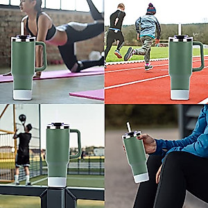 COMFORING 40oz Cup Accessories for Stanley Quencher Adventure Tumbler, Leak Proof Replacement Lid Silicone Boot Sleeve & Replacement Straw (3 PCS)