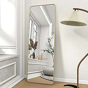 BEAUTYPEAK Gold Full Length Mirror, 64"x21" Rounded Corner Floor Mirror Standing Hanging or Leaning Against Wall, Suitable for Bedroom or Dressing Room