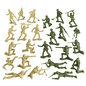 TimMee Plastic Army Men - OD Green vs Tan 48pc Toy Soldier Figures - Made in USA
