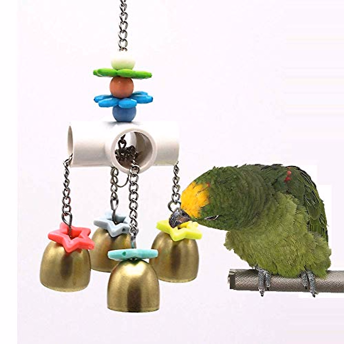 Keersi Bird Bells Toy with Sweet Sound for Pet Parrot Parakeet Cockatiel Conure Macaw Eclectus African Grey Cockatoo Amazon Lovebird Budgie Finch Canary Cage (A)