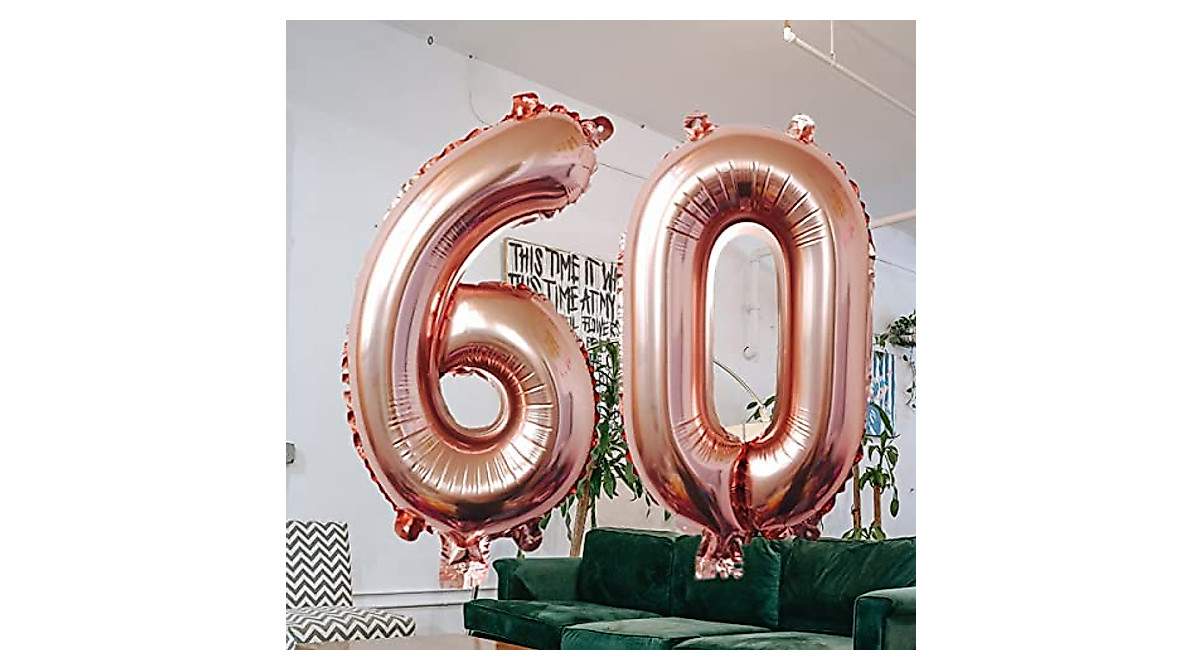 Rose Gold Number 60 Balloon - Perfect for Celebrations