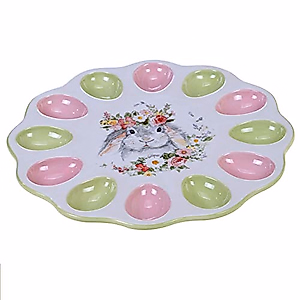 Certified International Sweet Bunny 3-D Egg Plate, 12.25" Diameter x 1", Multicolored
