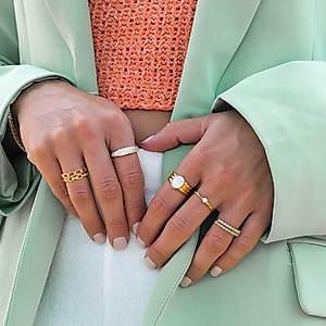 espere Pave Dome Ring | Pavé Zirconia Thin Dôme Ring | Gold Dome Band Ring | Pave Chunky Statement Ring [Size 7]