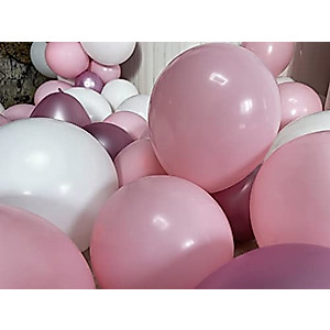 Pink and White Balloons 112PCS Light Pink Balloons White Confetti Metallic Rose Gold Balloons for Birthday Anniversary Party Decorations