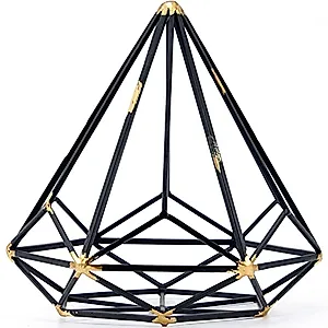 HLQMFHT 8 inches-Black Iron Sphere-Diamond Shape, Geometric Sculpture Decorative Sphere,Tabletop Decorations for Living Room, Study，Bedroom，Modern Home Decor Accents