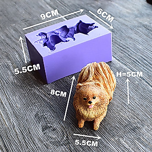 Cute Dog Silicone Molds Chocolate Fondant Molds,Runloo 3D Puppy Dog Soap Molds Pomeranian Candle Moulds