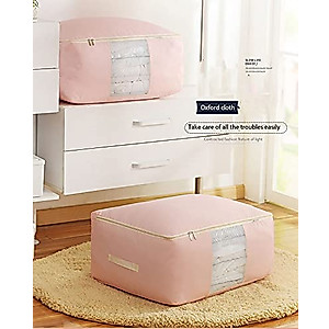 ZKQ Storage Bag, Oxford Cloth, Quilt Bag, Clothing Storage, Double Zipper, Washable, Moisture-Proof, Pink, Medium