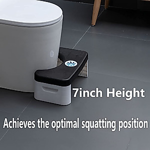 Folding Toilet Stool, Potty Step Stool with Fragrance Position, Bathroom, Foldable Poop Stool Poop Stool | Bathroom Accessories for All Ages | Sitting Posture Foot Stool, Black