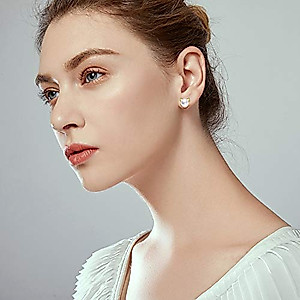 Gold Plated Freshwater Pearl Stud Earrings Cute Cat Earrings for Women Gift