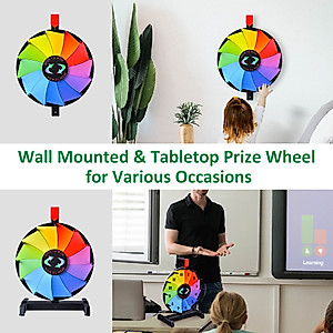 WinSpin 12 Inch Prize Wheel Dual Use Tabletop or Wall Mounted Heavy Duty Editable Color 12 Slots Spinning Wheel for Home Office Fortune Design Carnival Spinning Game, Breeze Series