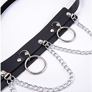 LOREMOW 2 Pcs Black Leather Waist Chain Belt Womens Punk Waist Belly Chain Layered Goth Body Chain Nightclub Party Body Jewelry Accessories