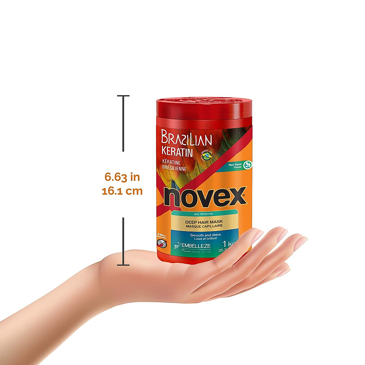 NOVEX Shampoo 10.1oz + Conditioner 10.1oz + Mask 35oz Set (Brazilian Keratin)