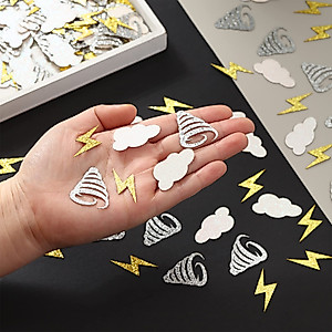 Sursurprise Tornado Party Decorations, Tornado Confetti Glitter for Table Cloud Lightning Bolt Paper Scatter, Twonado Fournado Storm Weather Birthday Party Supplies
