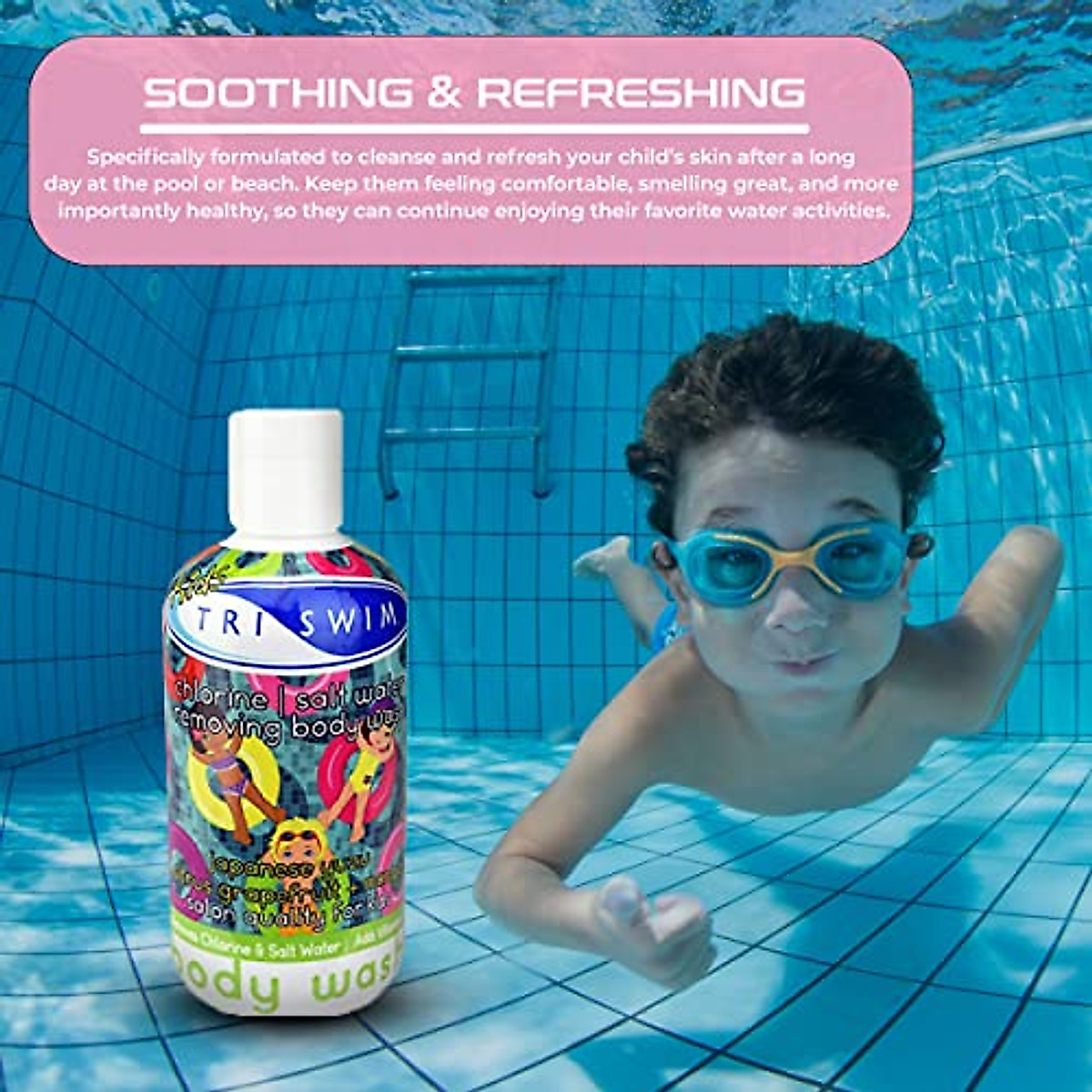 TRISWIM KIDS Scented Body Wash After-Swimmer Skincare, Chlorine Removal, Soothes and Moisturizes Skin, Relieves Symptoms Eczema & Dry Skin
