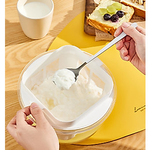 Generic Greek Yogurt Strainer with Lid.Yogurt Filter (1.5QT) with Ultra Fine Mesh,to Makes small batches (600g) of Thick Creamy Greek or Coconut Yogurt, 7.8*7.8*6.1in, White