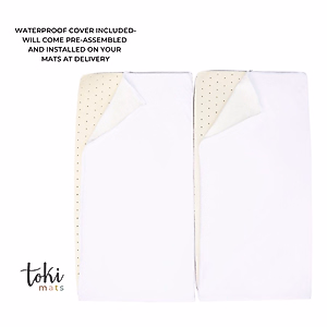 Toki Mats | Waterproof Cover Included Organic Play Mat 40 Inches x 40 Inches | Blooms | Padded Play Mat with Included Cotton Removable Washable Cover