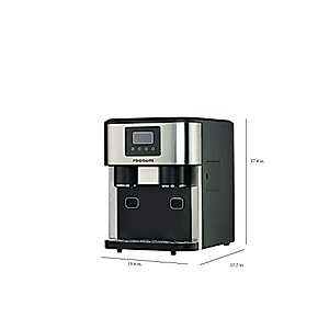 Frigidaire EFIC245-SS EFIC245 3-in-1 Countertop Crunchy Chewable Nugget Style Dual Ice Crusher and Cube Maker, Makes 33 Pounds in 24 Hours, 2 Sizes, with Water Dispenser and Line-in, Stainless Steel
