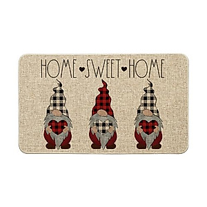 Artoid Mode Home Sweet Home Gnomes Decorative Doormat, Seasonal Holiday Valentine's Day Anniversary Wedding Low-Profile Yard Floor Switch Mat for Indoor Outdoor 17 x 29 Inch