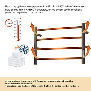 SHARNDY Towel Warmer with Built-in Timer ETW29 for Bathroom Wall Mounted Bath Towel Heater Plug-in Electric Heated Towel Rack Black