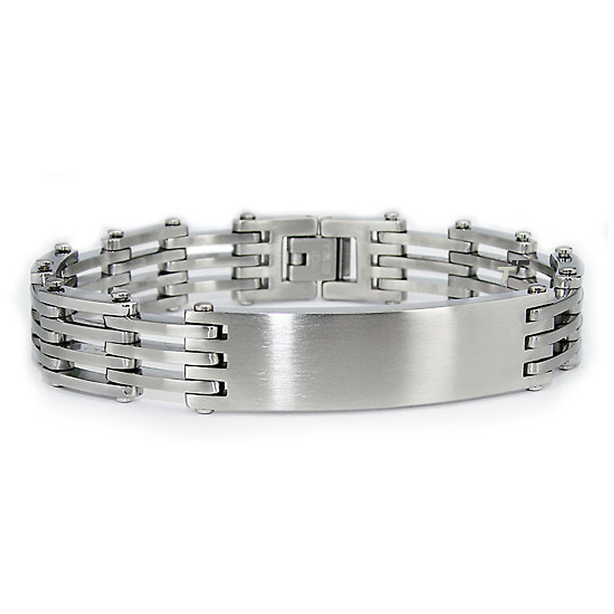 Tioneer Stainless Steel Brush Finish ID Bracelet w/Personalized Engraving, 8.25 Inches