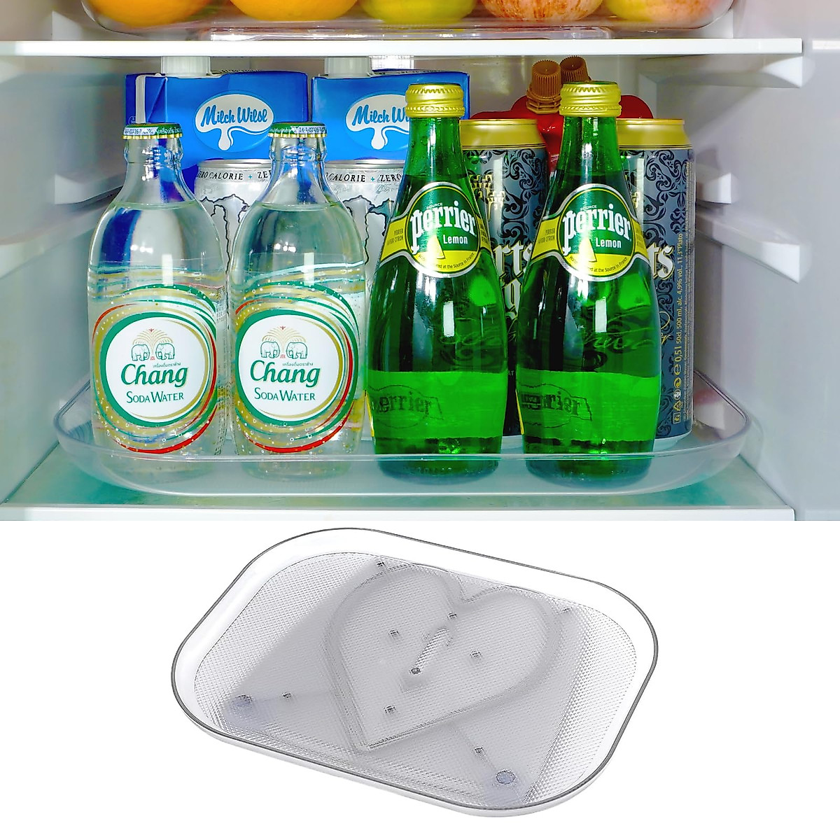 Good Haus Lazy Susan Turntable Organizer for Refrigerator, Square Lazy Susan for Refrigerator, 13.74'',Lazy Susan for Cabinet, Table, Pantry, Kitchen, Countertop (13.74x10.19)