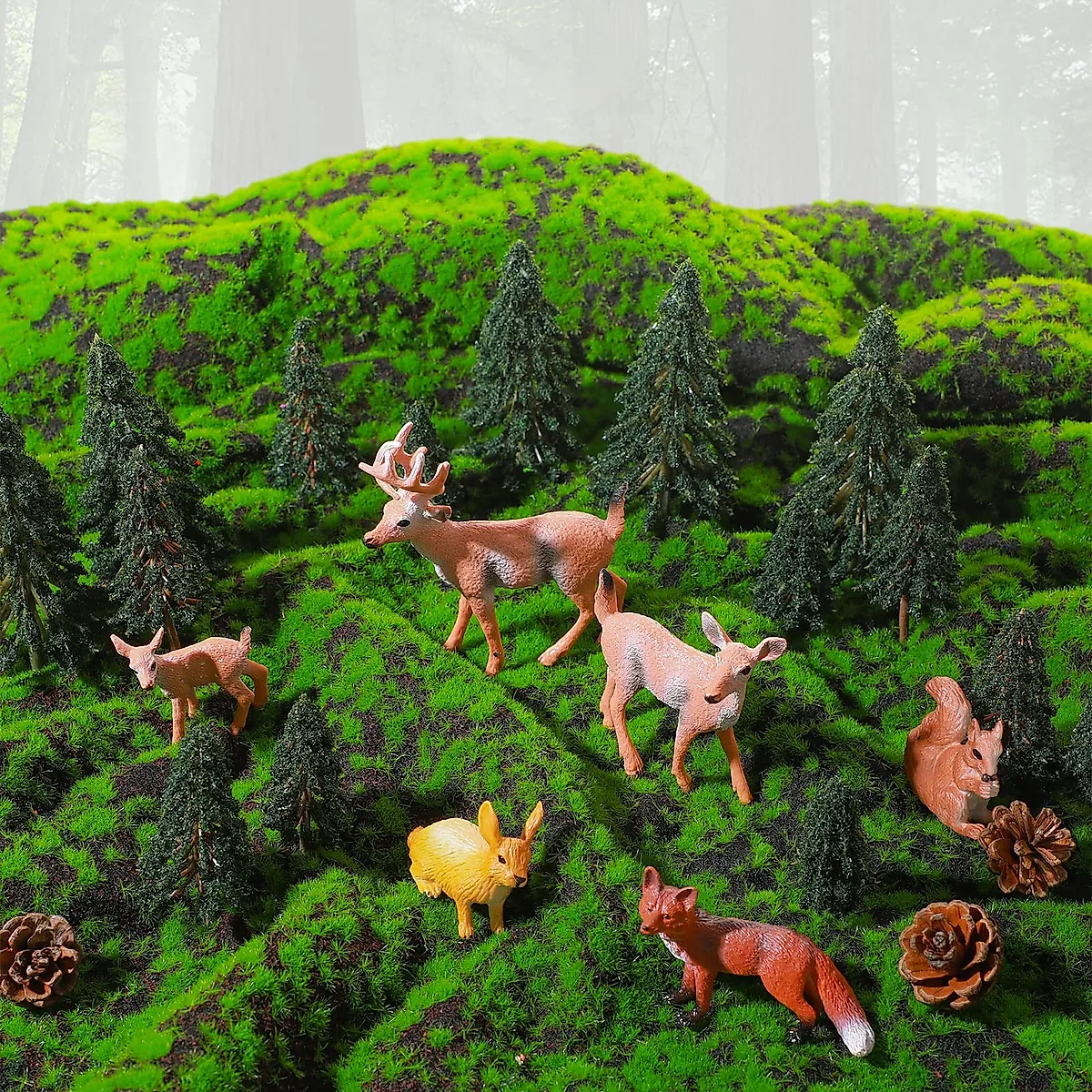 Sratte 26 Pcs Forest Animal Figures Diorama Kit, Woodland Creatures Toys Hunting Toys Model Diorama Supplies for Back to School Gift Educational Learning Birthday Gift