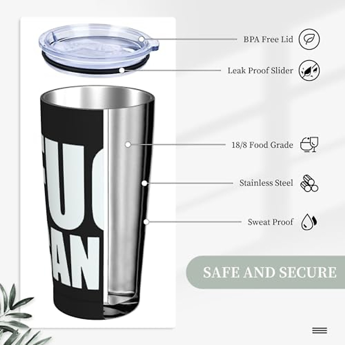 QIANGLAI Fuck-Cancer Stainless Steel Insulated Drinking Sport Cup Coffee Mug 20 Ounce with Lids and Straws
