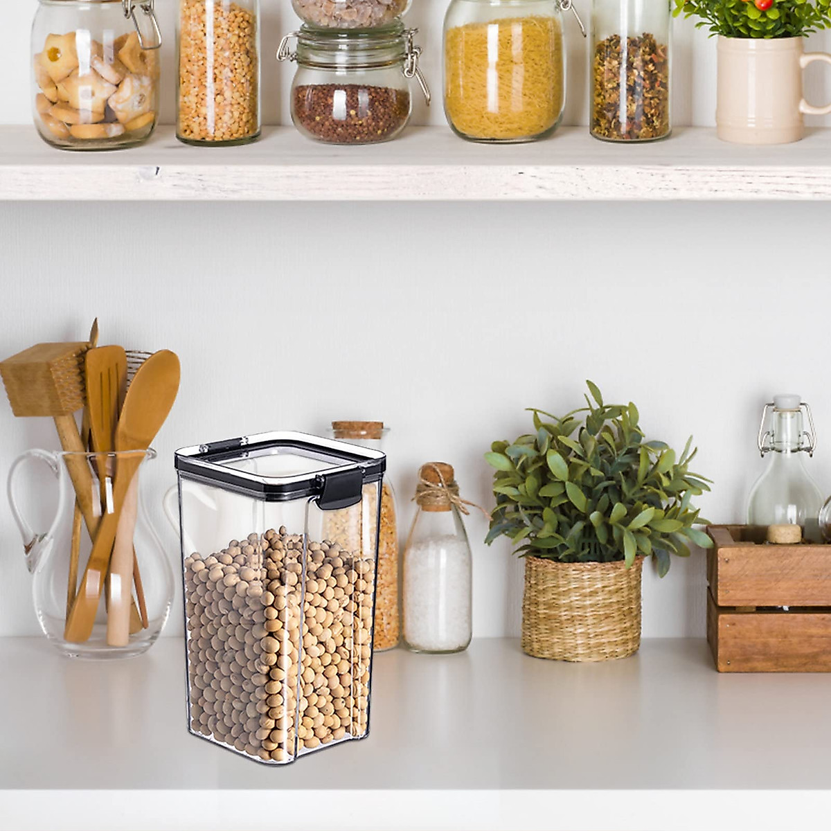 Rice Storage Container, Sealed Food Storage Container, Reusable Food Organizer with Buckle Lock, Space Saving Clear Food Containers, Multipurpose Food Keeping Box for Oatmeal Grain Cereal Pasta Flour