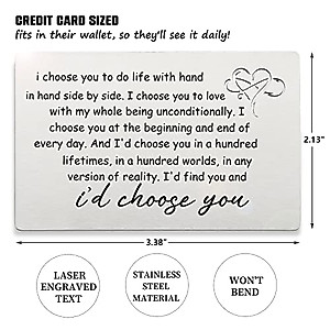 clesellix Love Note Wallet Insert Card, Engraved Wallet Insert Card for Men, Him, Boyfriend Valentine Wedding Anniversary Christmas Birthday Gifts Stocking Stuffer Christmas Predeployment Gift WC5