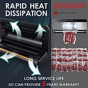 Vacuum Sealer Machine, 3-TEMP Seal Mode, 2-Pump Mode, 2S 100% Sealing detecting Vacuum Sealer Machine with Built-in Cutter and Bag Storage(Up to 20 Feet Length), Lab Tested, LED Indicator Lights. (Vacumm sealer with 2 rolls)