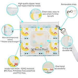 Precious Pouch Best Refillable Wet Wipe Dispensers Portable, Lightweight and Travel Friendly. (Twinkle Little Star, Complete Set - Extra Large, Slim & Mini Pouch)
