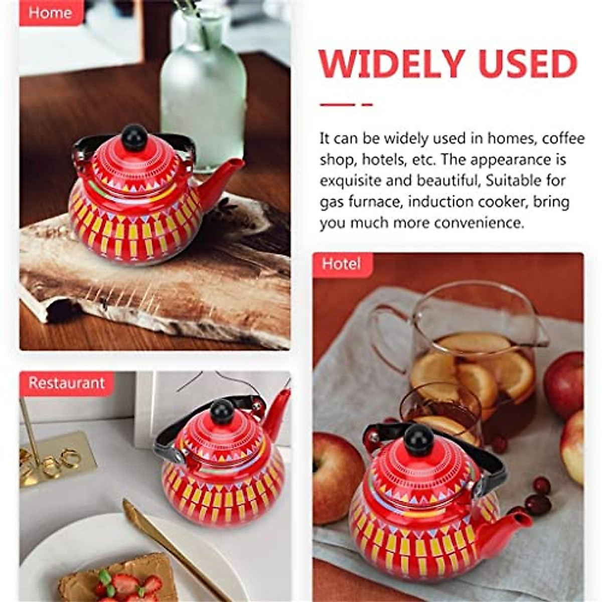 EYHLKM Household Enamel Kettle Decorative Enamel Teapot Water Boiling Kettle Teakettle (Color : Red)