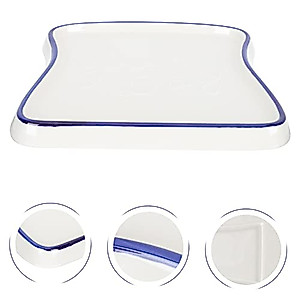 Pasta Accessories Plate Jewelry Tray Food Tray Pizza Tray Biscuit Bowl Ceramic Jewelry Tray Breakfast Food Plate Home Accessory Home Supply Fruit Salad Ceramics Bread Blue