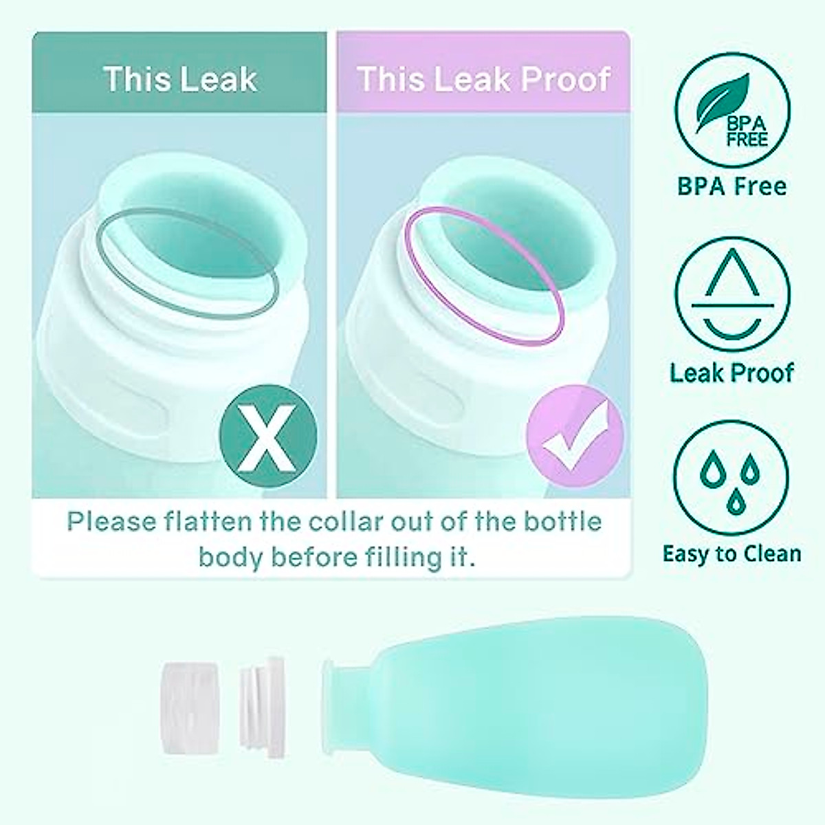 Silicone Travel Bottles for Toiletries TSA Approved Travel Size Containers Set 3 Pack Portable Leak Proof Refillable Cosmetic Squeeze Bottles Shampoo Hair Conditioner Body Lotion Bath Shower Gel