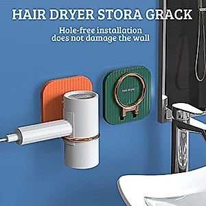 Masterbond 1 Pack Adhesive Hair Dryer Holder - Foldable Wall Mount Bathroom Hair Blow Dryer Rack Organizer Stick on Wall Luxurious Hair Dryer Rack Space Saving for Most Hair Dryers (White)