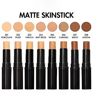 2 Pack PHOERA Contour Stick, Shading Contour Stick for Makeup that Effortlessly Covers Contours Soft Matte Foundation Stick Full Coverage Waterproof.(207# Caramel&208# Espresso)