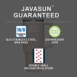 JavaSun 40 oz Tumbler with Handle and Straw Lid, Quencher H2.0 Flow, Stainless Steel Insulated Tumbler Water Bottles, Travel Mug for Hot and Cold for Water, Iced Tea or Coffee (Rose Quartz)