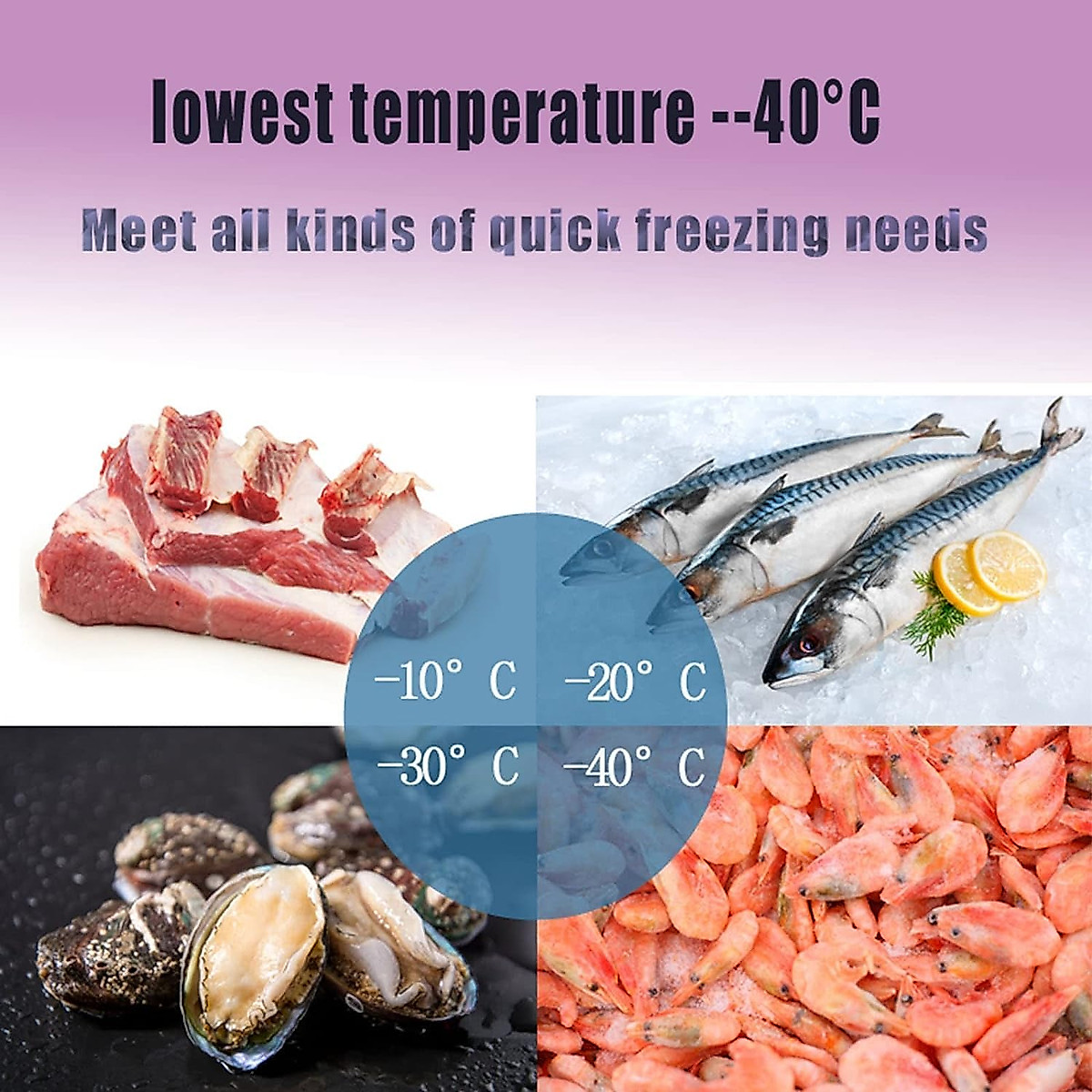 Vaseni 150L 5 Trays Commercial Blast Freezer, Blast Chiller, Blast Chiller Shock Freezer 2.8in Touch Panel, -35~+3℃ Temperature Control, for Ice Cream, Dumpling, Fish, Seafood, Chicken, Frozen Meat