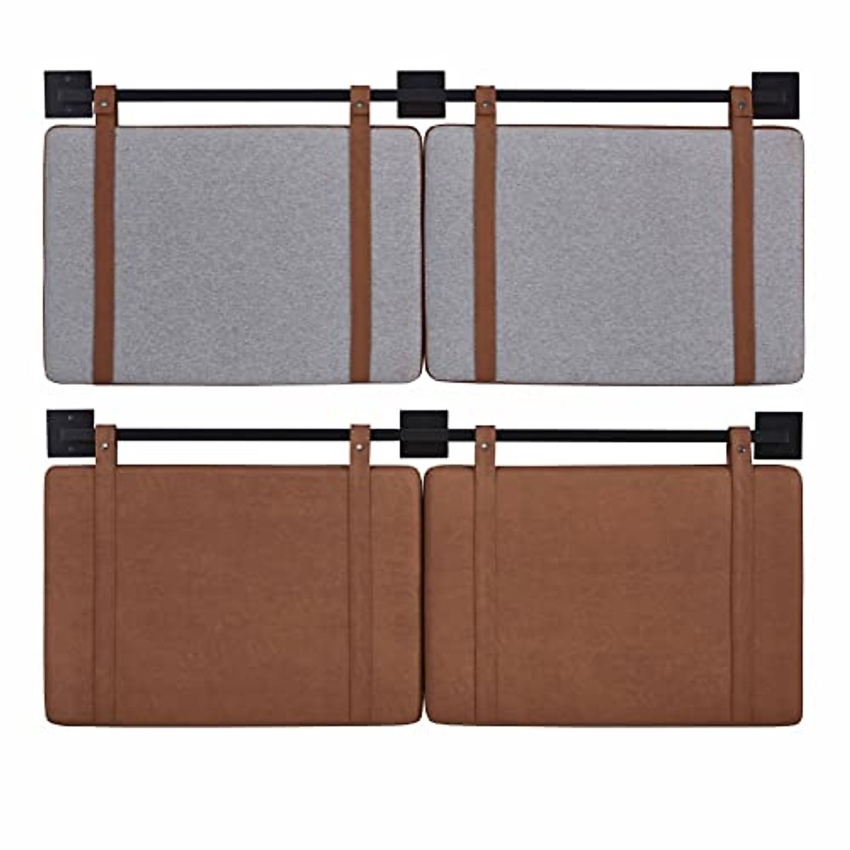 Ball & Cast Wall Mount Queen Headboard Faux Leather or Fabric Double Side Use Upholstered Headboards,Vintage Brown& Gray