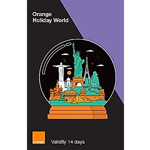 Orange Holiday World SIM Card - 14 Days, Upto 10GB Data. Preloaded and Preactivated with Worldwide Data. Tethering Allowed. Calls & Text NOT Allowed.