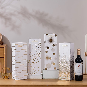 SHIPKEY 12 Pack of Wine Gift Bag, Bags Bulk for Wine Bottles, 13.7” Wine Bottle Bags for Thanksgiving, Halloween, Easter Day, Graduations, Weddings, Christmas, Mother's Day and other Holidays