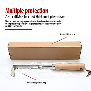 SOMOLUX Crack Weeder Crevice Weeding Tool, L-Shaped Side-Walk Weed Puller Spatula, 13" Stainless Steel Manual Weeding Sickle for Garden Lawn Yard Patio/Terrace Paving Moss Gardening Tool